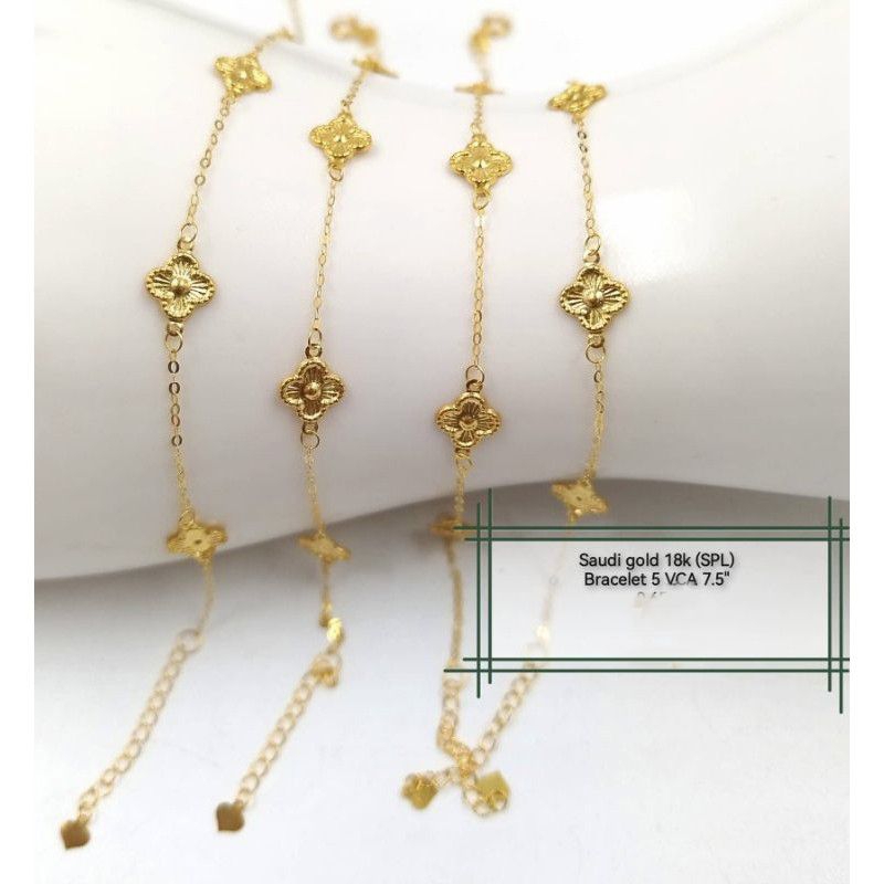 COD ️18K SAUDI GOLD VCA CLOVER GOLD BRACELET CB36 | Shopee Philippines