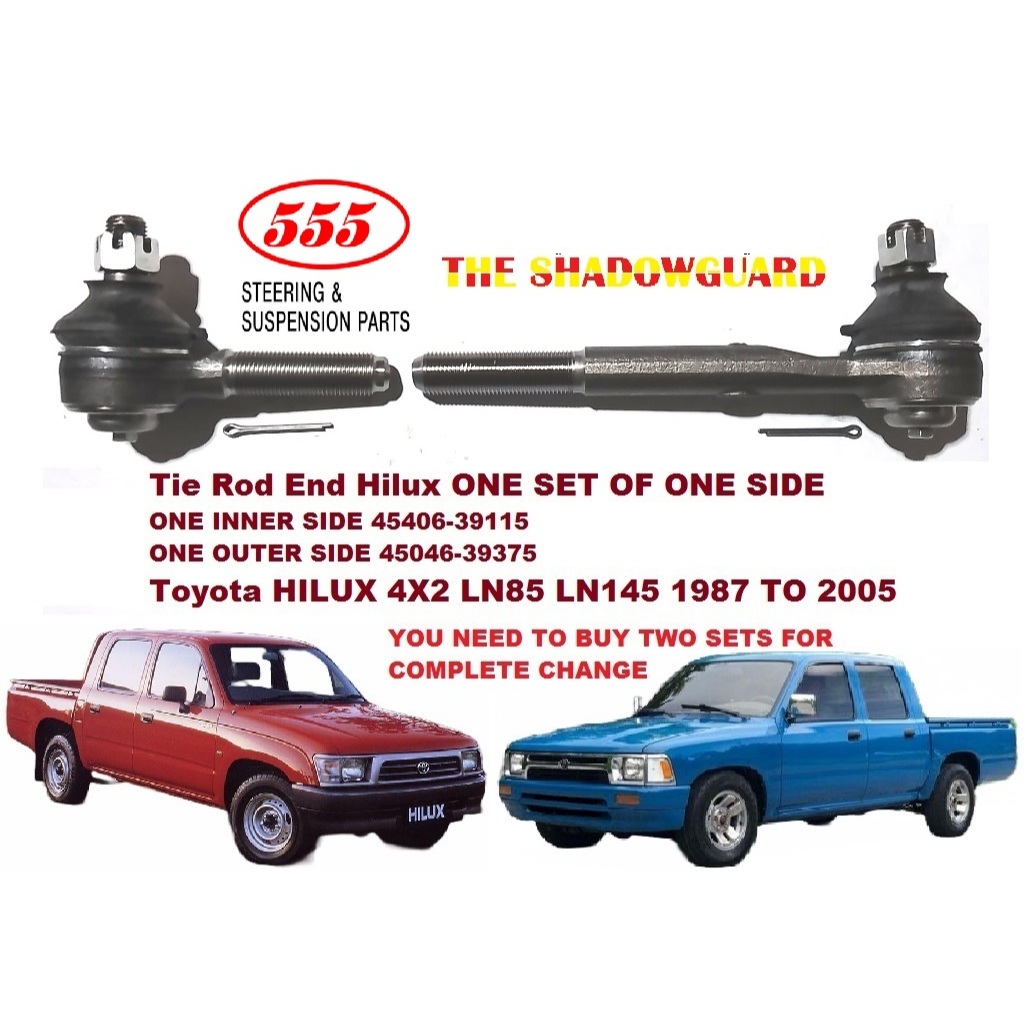 Tie Rod End Hilux ONE SET OF ONE SIDE Toyota HILUX 4X2 LN85 LN145 1987 ...
