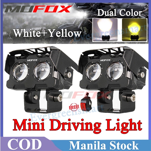 MOFOX B2 Laser Gun Mini Driving Light Dual Color Motorcycle LED Lights ...