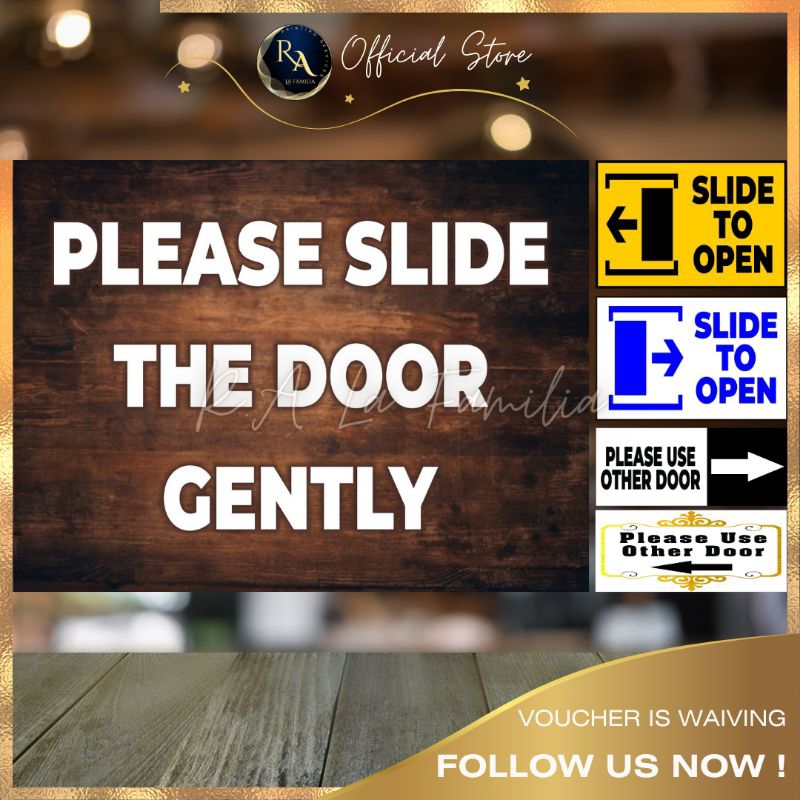 R.A SLIDE TO OPEN/USE OTHER DOOR SIGN. WATERPROOF | Shopee Philippines