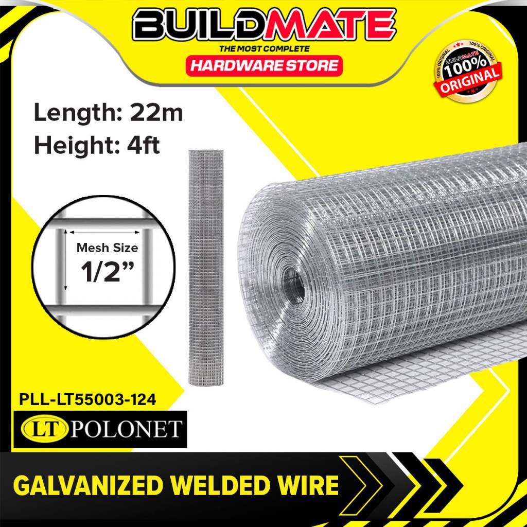 BUILDMATE Polonet Galvanized Welded Wire Mesh Net 3ft / 4ft Square ...