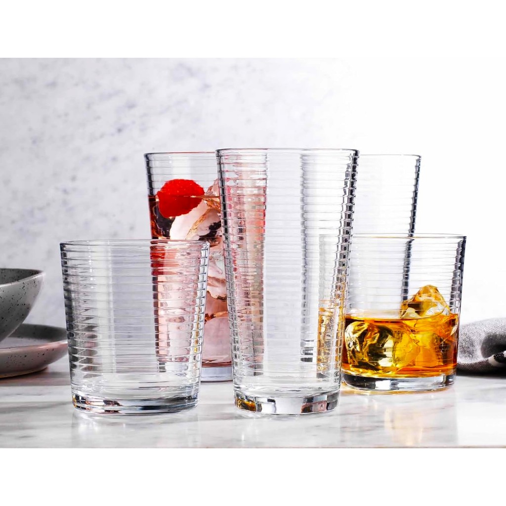 Ribbed Highball Glass/Cocktail/Water/Wine/Juice Glass (260ml & 300ml ...