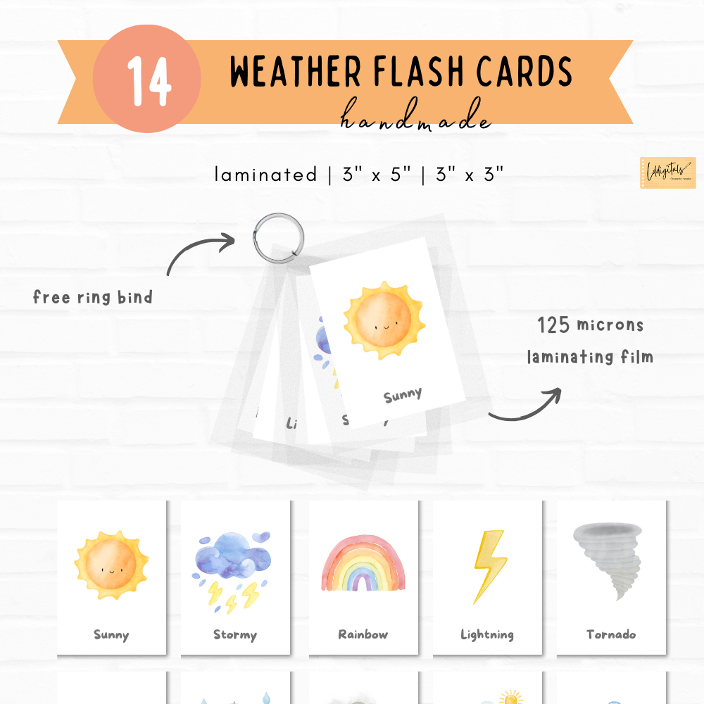 Weather Flash Cards | Watercolor Inspired Alphabet | Kids Learning ...