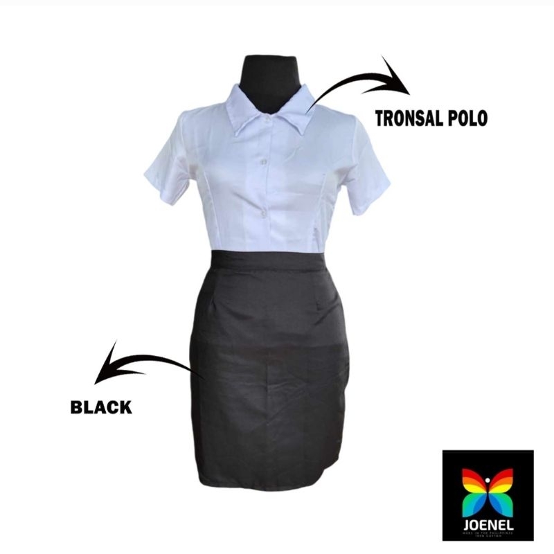 Office and School Uniform Tronsal Blouse/ Black Pencil Skirt Individual ...