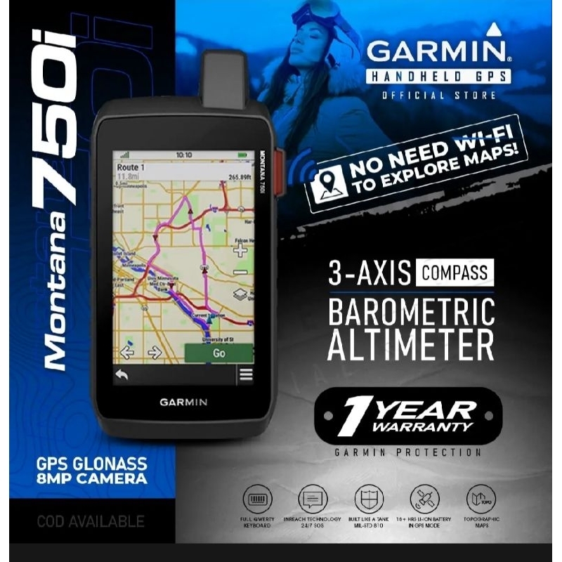 Garmin Montana 750i Rugged GPS Touchscreen Navigator with inReach ...