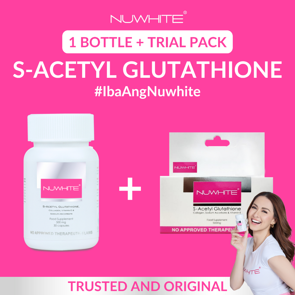 Nuwhite S-Acetyl Glutathione 1 Bottle Plus TRIAL PACK | Shopee Philippines