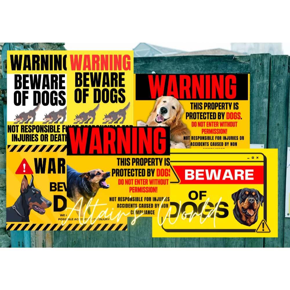 Signage: Beware of Dog Sign Beware of Dogs Signage Stickers / Laminated ...