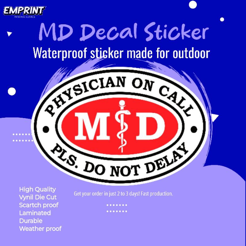MD Decal Sticker, Die cut Vynil Gloss waterproof Laminated | Shopee Philippines