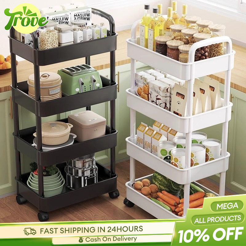 Trove 3/4/5 Layer Trolley Cart Organizer Moving Rack Kitchen Shelf With ...