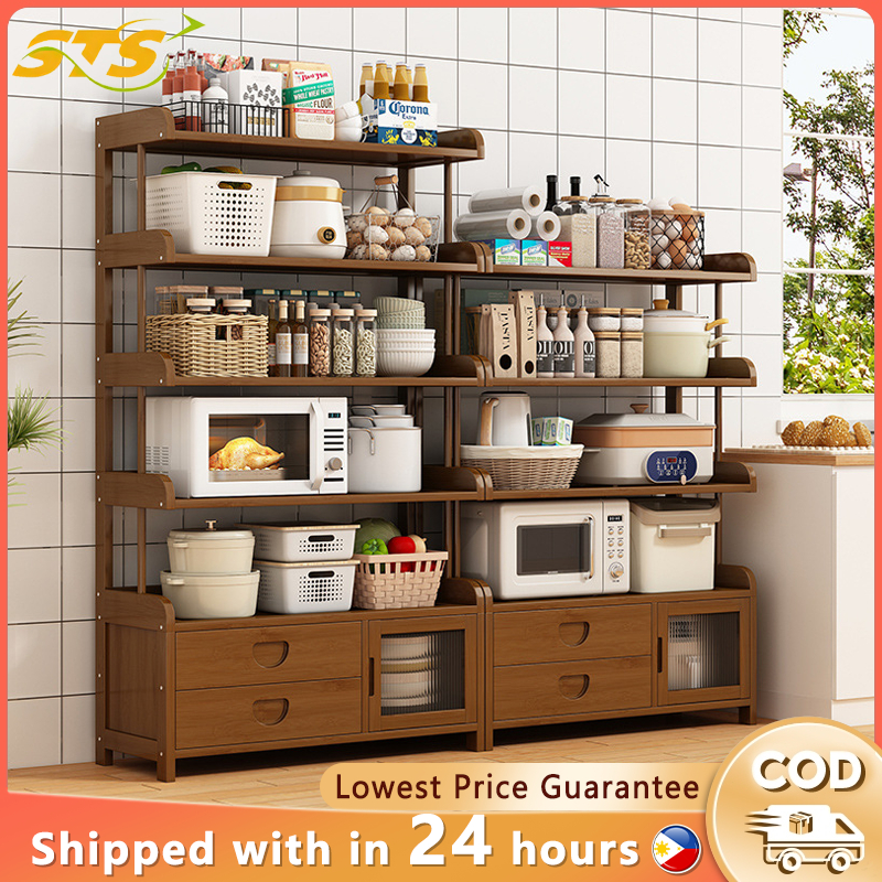 [Solid wood]Kitchen Storage Cabinet Sideboard rack cookware rack ...
