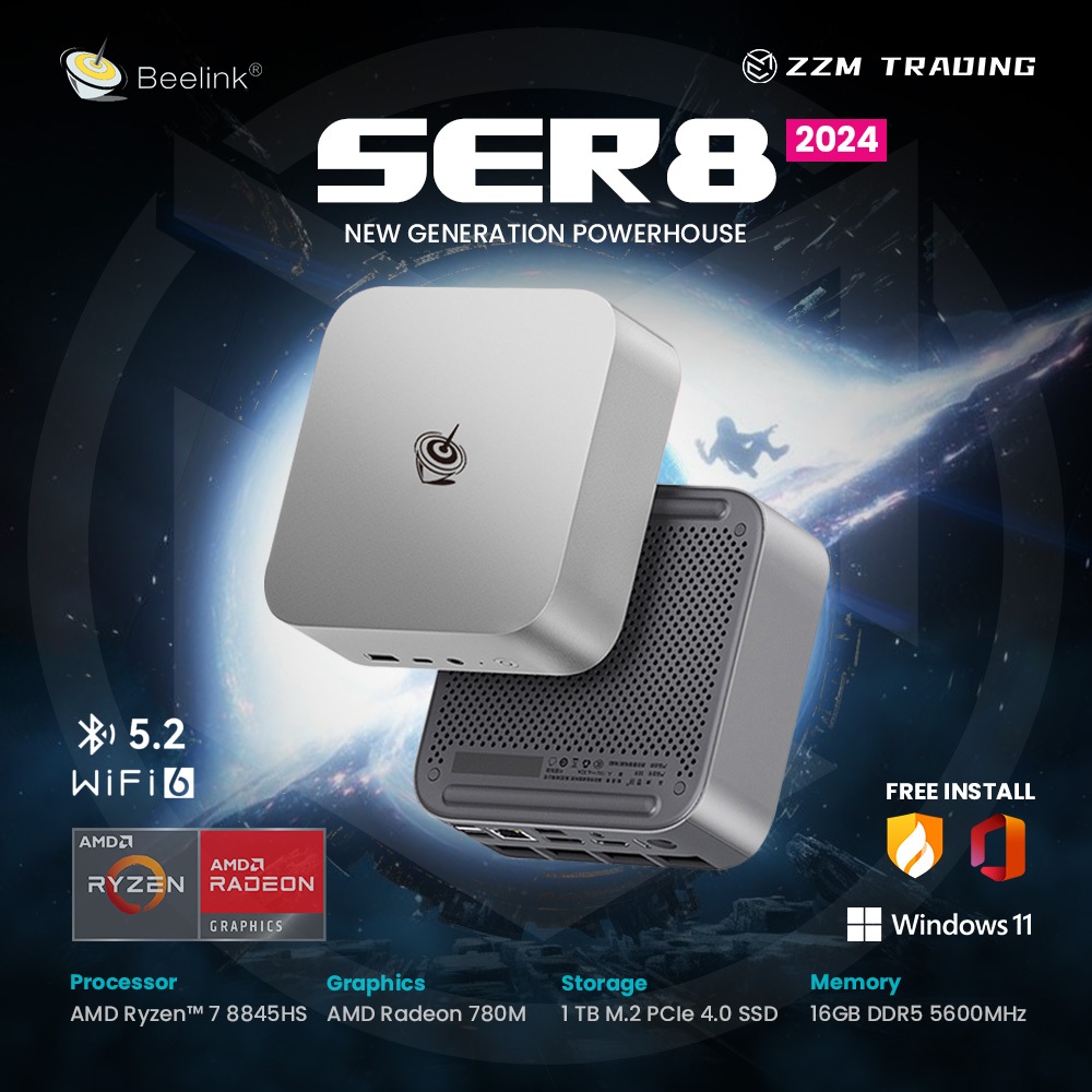 BeeLink Ser8 Mini PC AMD Ryzen 7-8845HS AMD Radeon 780M GPU 16GB RAM 1TB SSD ZZM Trading ...