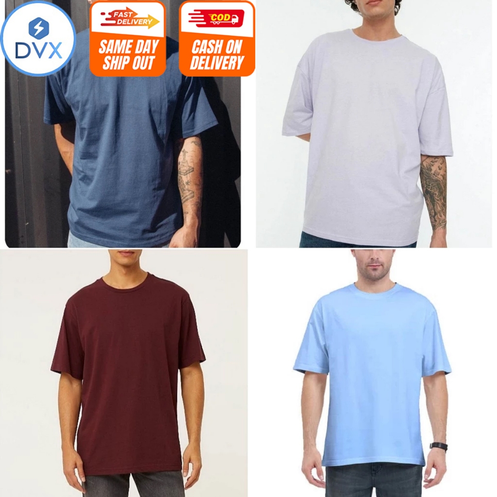 COD DVX Oversized Plain T-Shirt Damit Cotton Casual Shirt for Men ...