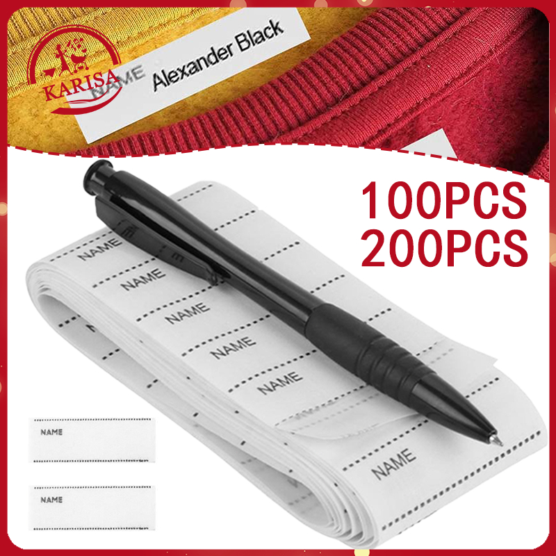 200Pcs School Woven Name Labels with Pen Name Labels Iron On Fabric ...