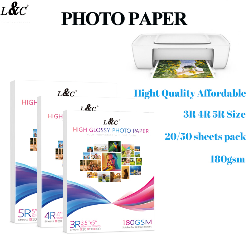 L&C Photo Paper 3R 4R 5R Size 50 Sheets Pack 180gsm Highlight Single ...