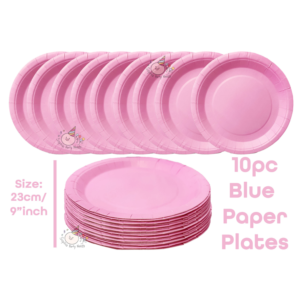 Paper Plates Plain No Design Black White Pink Blue (9"inches) | Shopee ...