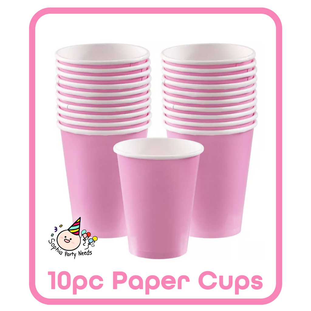 Pink Paper Cups 10pc Plain Design | Shopee Philippines