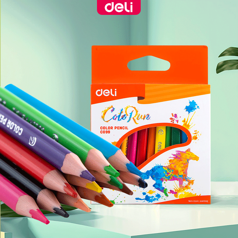 Deli 12Pcs/Set Color Pencil Wood-Free Art Drawing Colored Pencils Set ...