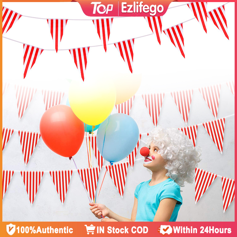 10 Meter Fiesta Flag Red and White Pennant Banner Triangle Bunting Flag ...