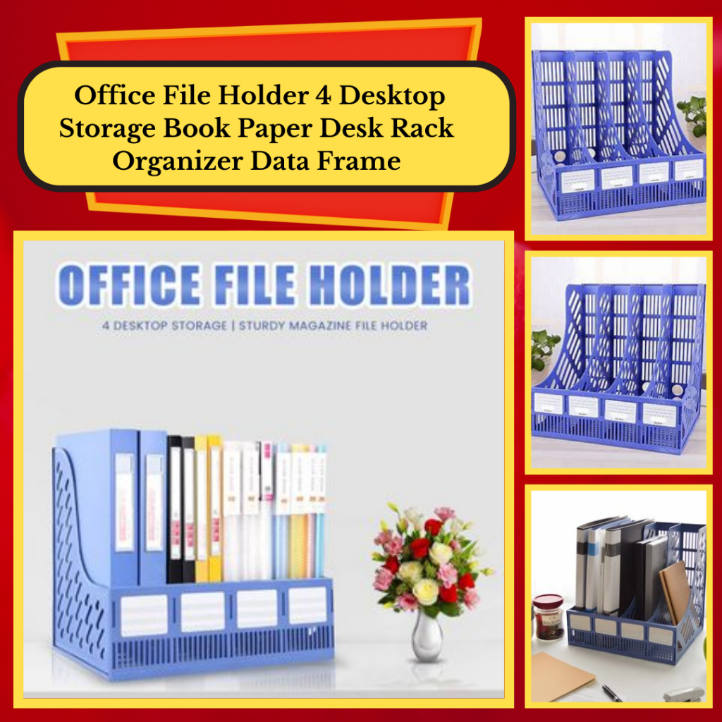 DSS Office File Holder 4 Desktop Storage Book Paper Desk Rack Organizer ...