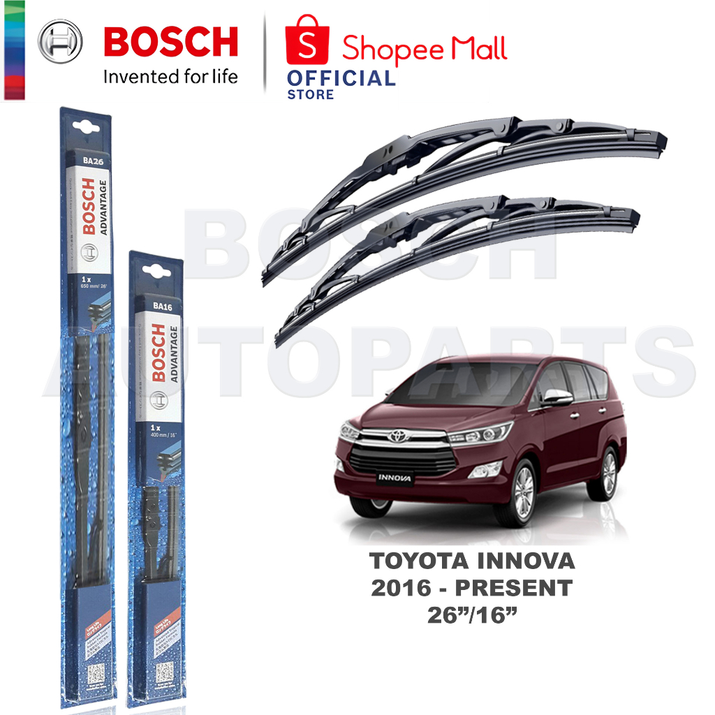 Bosch Advantage Wiper Blade Set For Toyota Innova 2016-Present (26"/16 ...