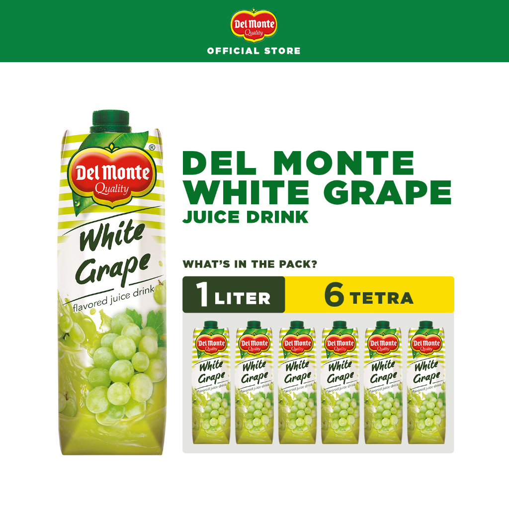 DEL MONTE White Grape Juice Drink with Real Fruit and 100% Vitamin C ...