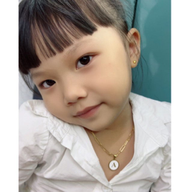 Stainless Necklace Letter Pearl White Round PaperClip 14inch for kids ...