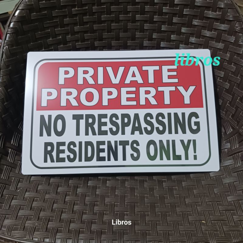 PVC A4 size Signage NO Trespassing Residents Only | Shopee Philippines