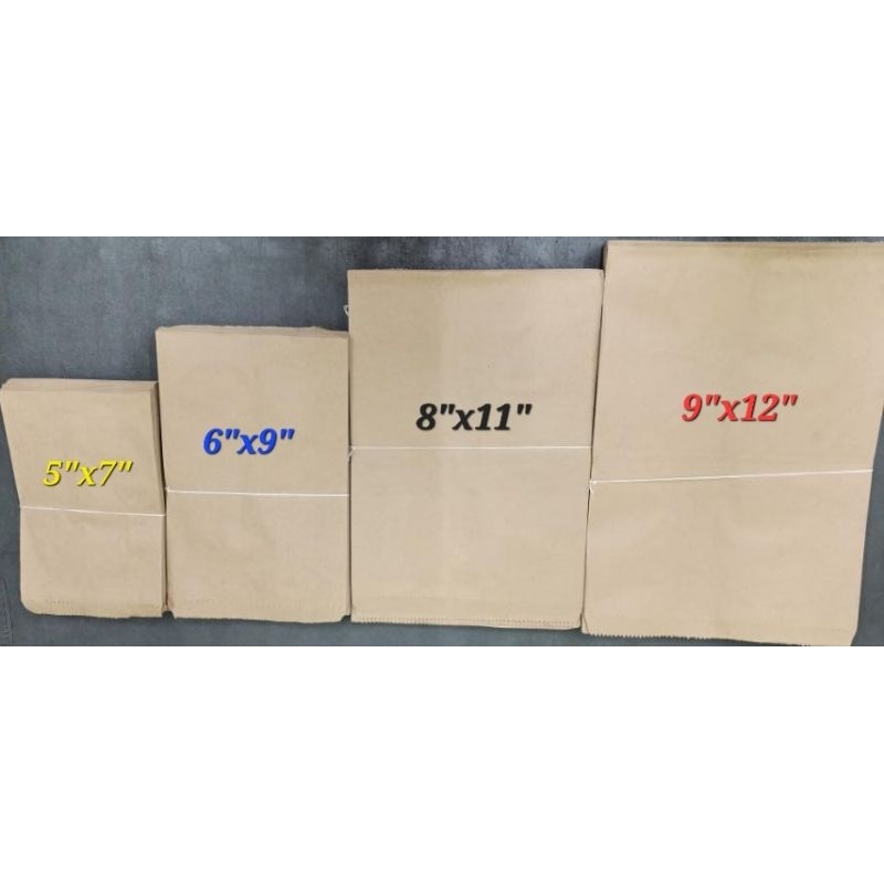 All Sizes 5"x7"" to 9"x12" Flat/No Gussett Paperbags Brown | Shopee ...