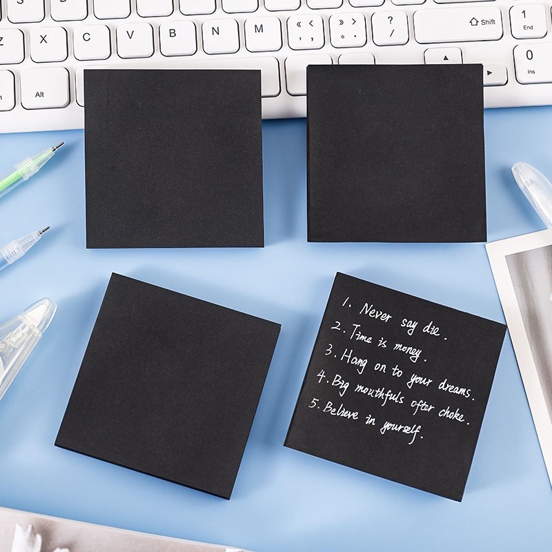 50 pcs Pure black removable message note paper black n times sticker ...