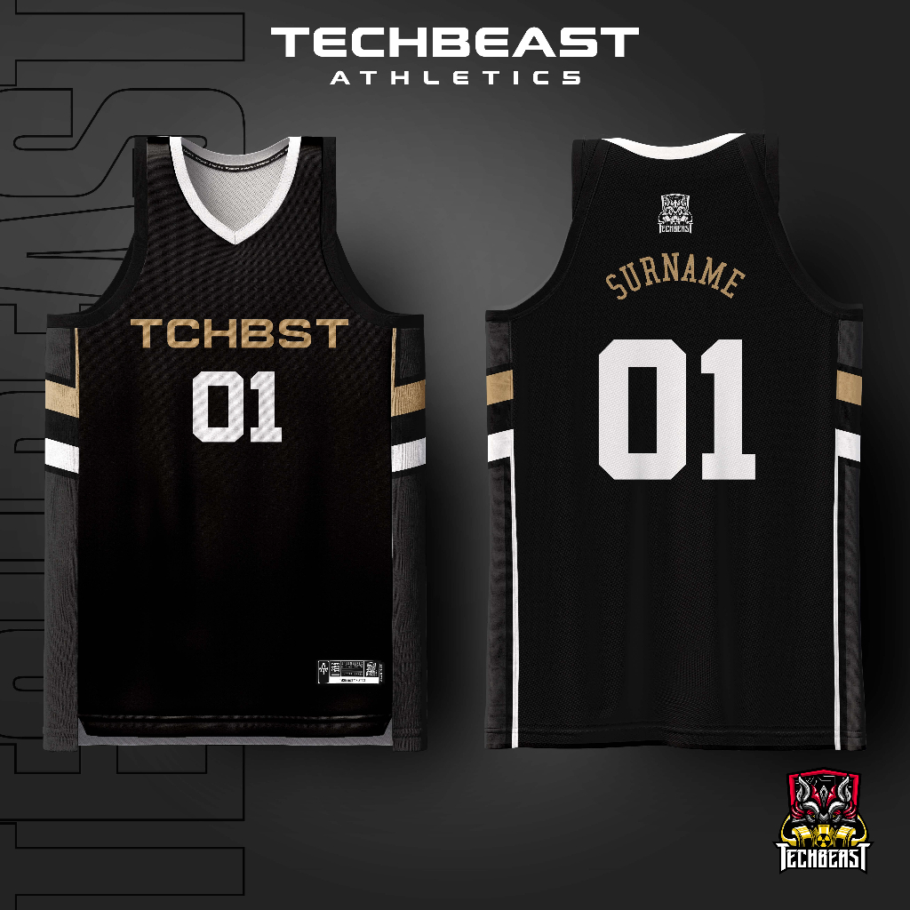 Pro Black Full Sublimation Basketball Jersey Techbeast ( CUSTOM NAME + NUMBER ) | Shopee Philippines