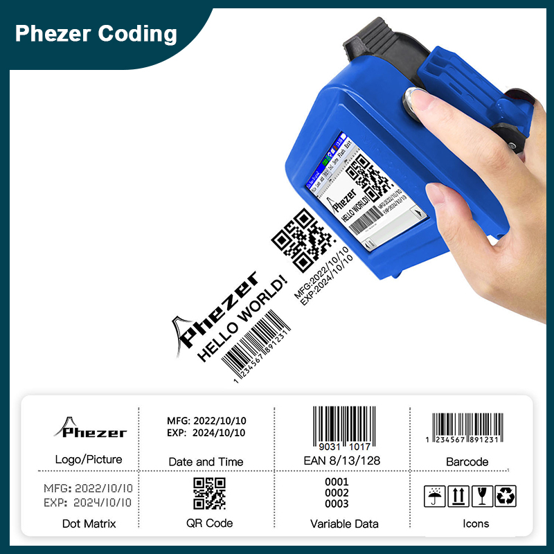 handheld inkjet printer Label Inkjet USB QR Printer Machine Serial ...