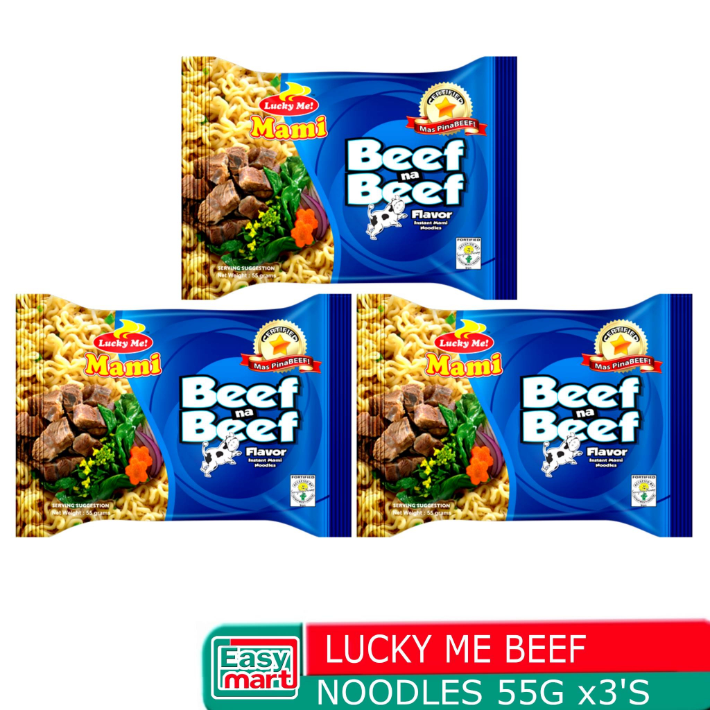 Easy.Mart Lucky Me Beef Instant Mami Noodles 55gx3's | Shopee Philippines
