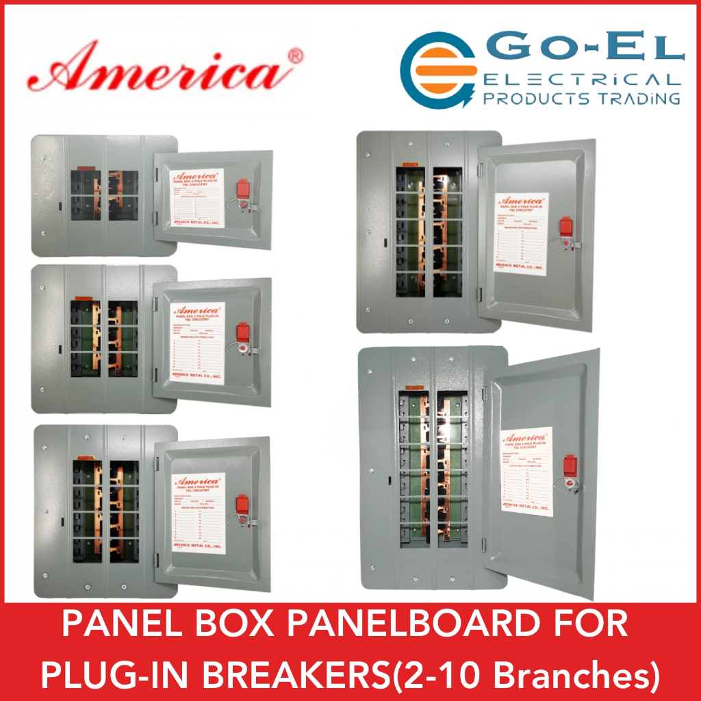 AMERICA Panel Box/Panelboard for 2-Pole Plug-In Breakers (2 - 10 Branches) | Shopee Philippines