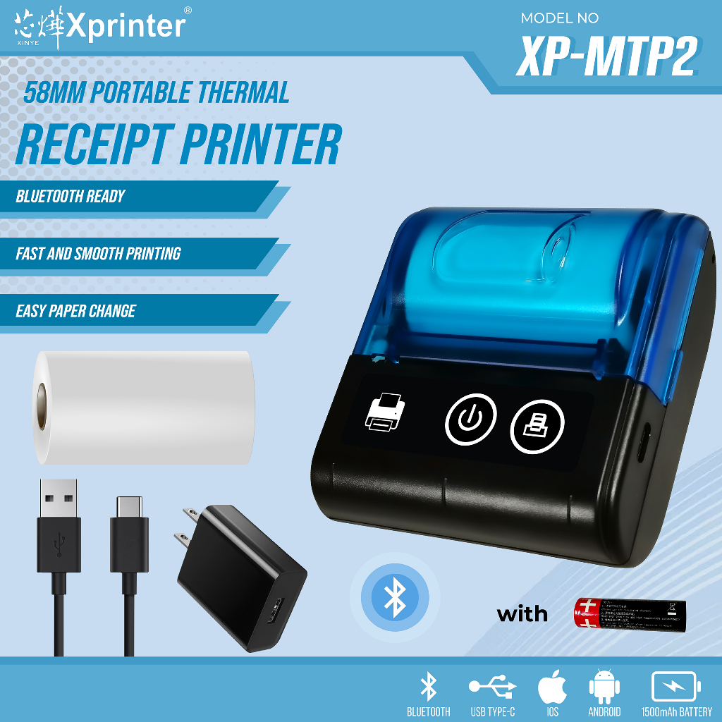 XPRINTER XP-MTP-2 Portable (BLUETOOTH+USB VERSION) Thermal Printer ...
