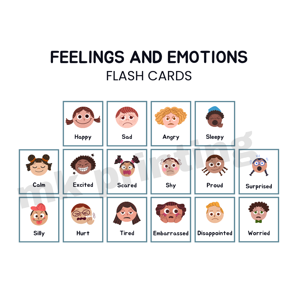 Feelings and Emotions Flash Cards Laminated Educational Flash Cards ...