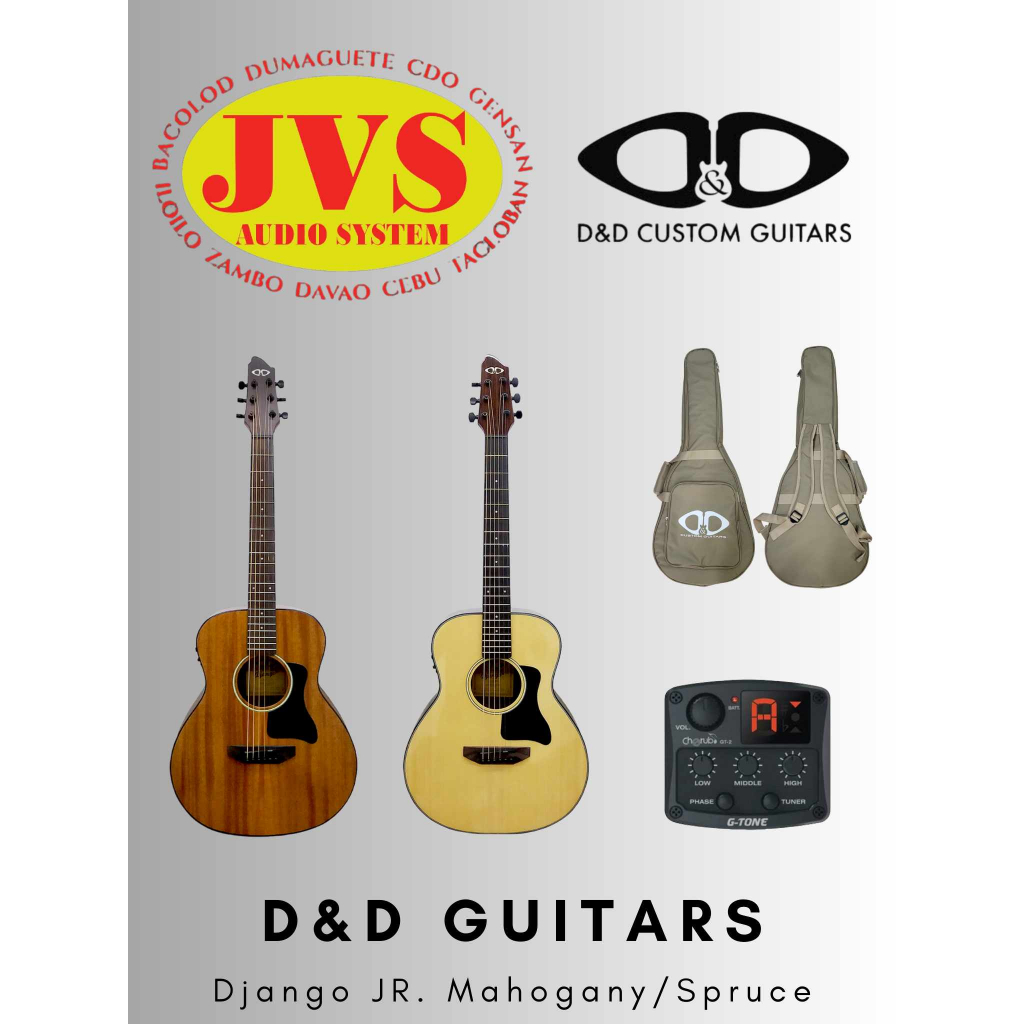 D&D Django Jr. GT-2 Pickup Mahogany and Spruce Acoust Guitar With Free ...