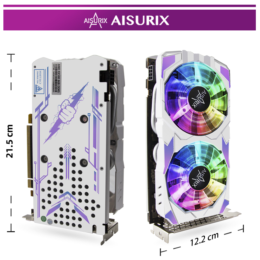 AISURIX Graphics Card RX 580 8GB GDDR5 256Bit 2084SP Computer GPU Video ...