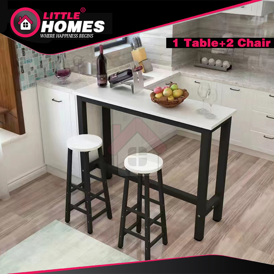 Lamesa set with chair Simple bar table 1table+2chair home kitchen ...