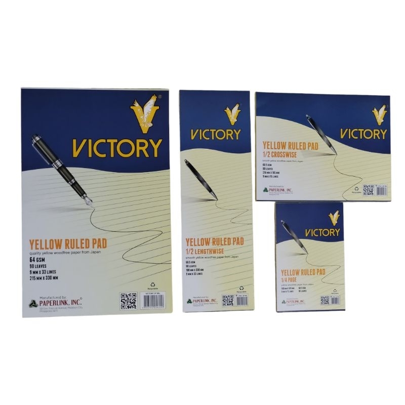 Victory Yellow Pad Set- Long Pad, Crosswise, Lengthwise and 1/4 Page ...