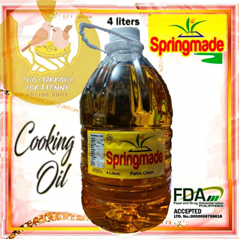 Springmade Premium Cooking Oil 4 Liters Palm Olein | Shopee Philippines