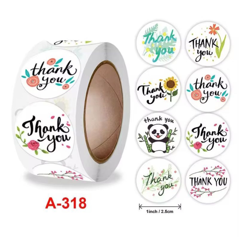 500pcs Thank You Sticker Label Flower Cute Sticker for Business 1inch ...