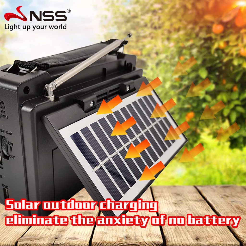 NSS Solar Rechargeable Radio with Emergency Light Bluetooth Radio FM AM ...