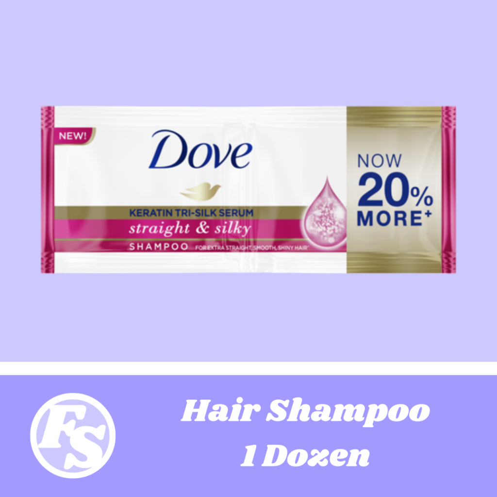 Dove Keratin Tri-Silk Serum Straight & Silky Shampoo 12mL (1 Dozen ...