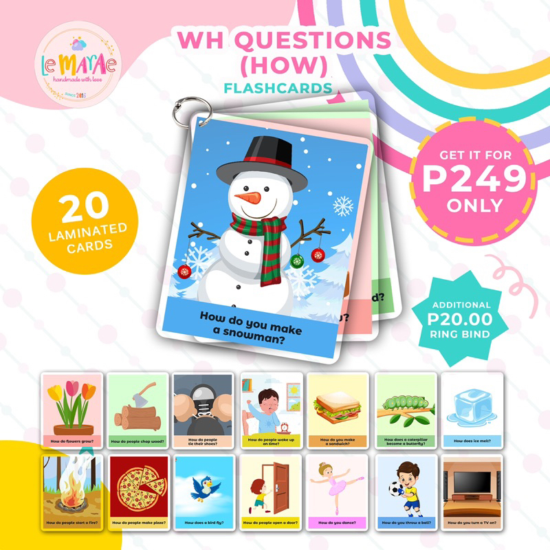 WH HOW QUESTIONS SPEECH THERAPY FLASHCARDS Laminated Educational ...
