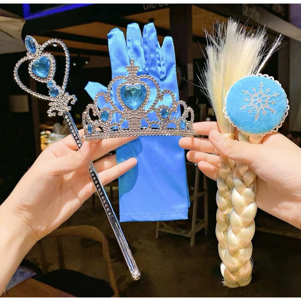 Frozen Elsa Rhinestone Crown Wand Hairpiece Gloves Dress up Accessories ...