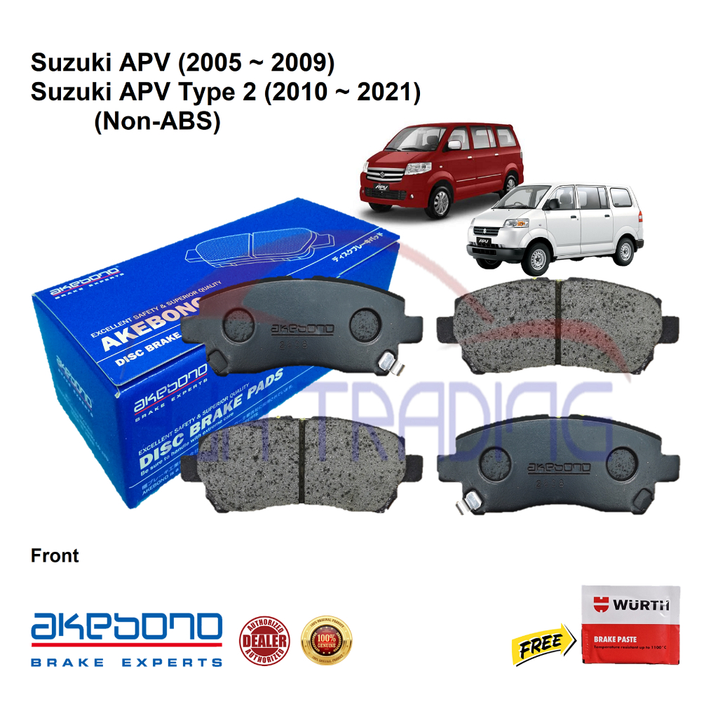 Genuine Akebono Front Brake Pads for Suzuki APV (2005~2009), Suzuki APV Type 2 (2010~2023) - Non ...