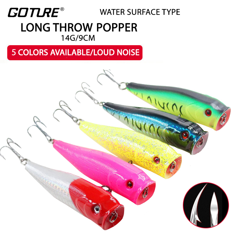 9cm/14g Popper Fishing Lure Wobbler Topwater Floating Poppers Bionic ...