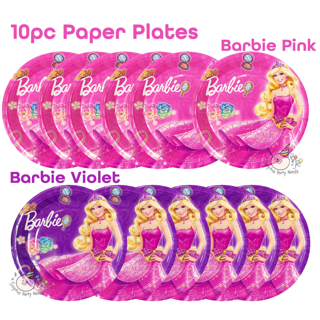 Disposable Barbie Paper Plates 10 pcs Pink & Violet | Shopee Philippines