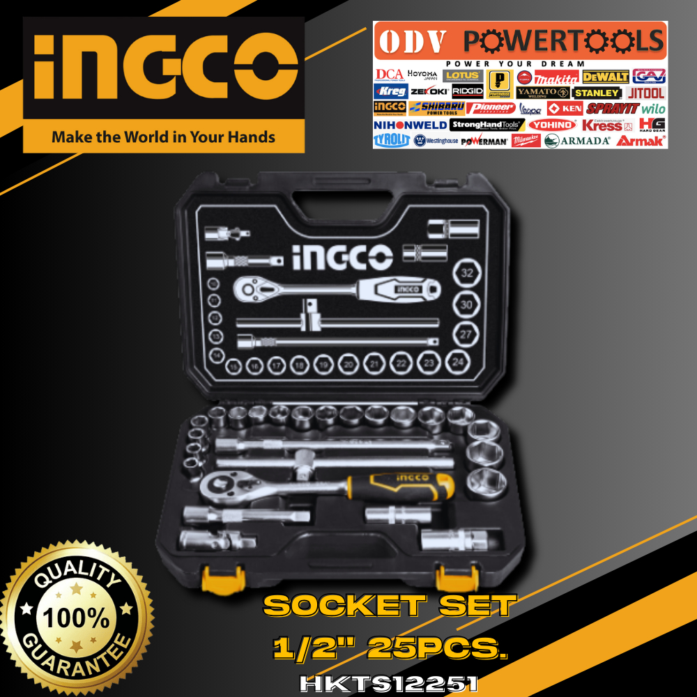Ingco HKTS12251 25pcs Socket Set 1/2" - ODV POWERTOOLS | Shopee Philippines