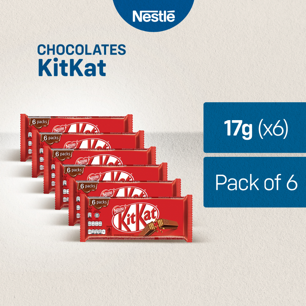 KitKat 2 Finger Milk Chocolate Bar Flowrap 6-Pack 17g - Pack of 6 ...